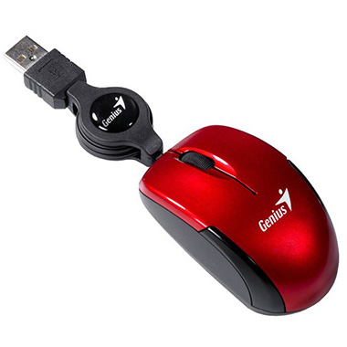 Mini Mouse Genius Retractil USB rojo Gabinetes Accesorios Mouse y Pads